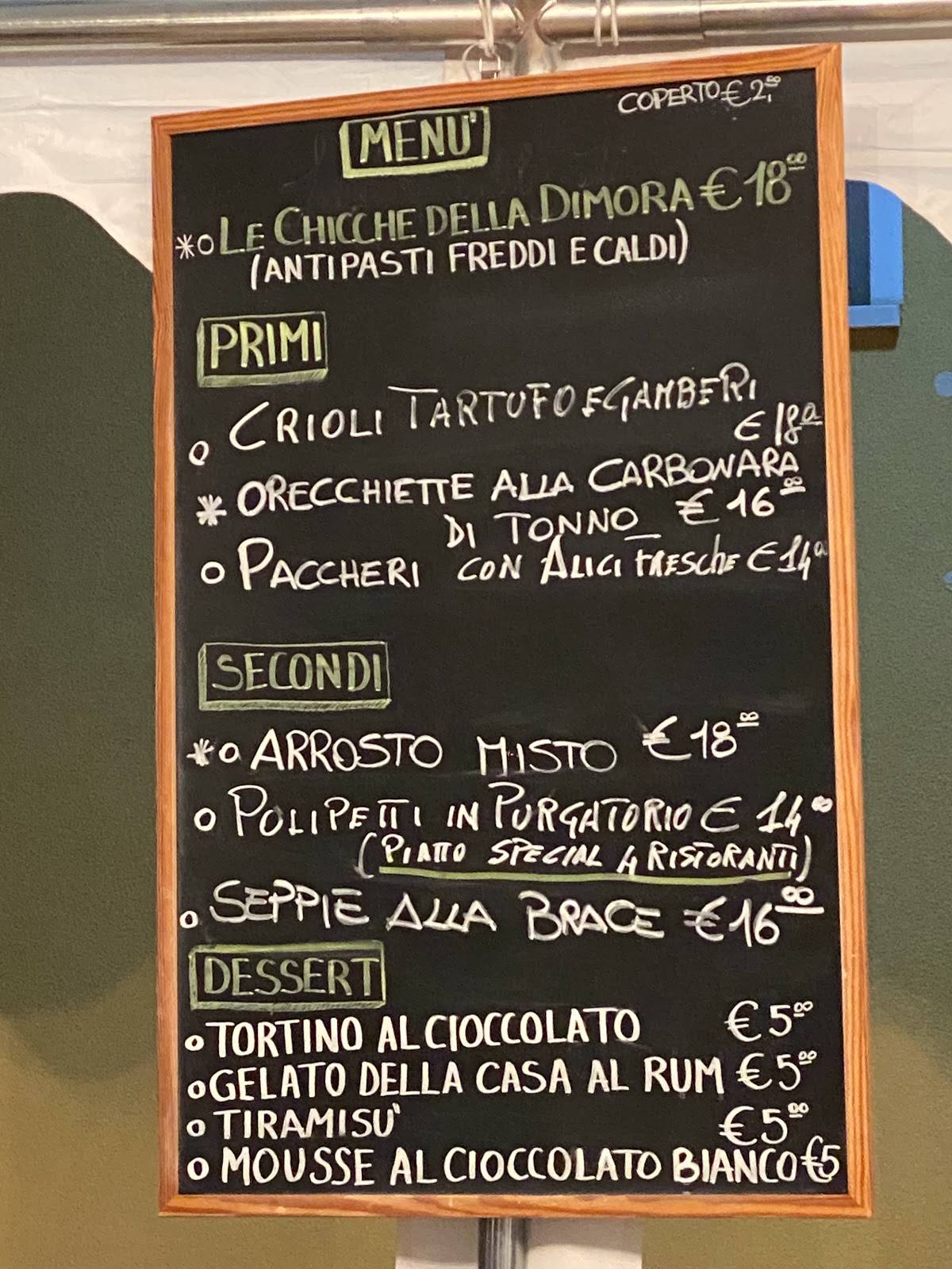 Menu da La Dimora Del Gusto ristorante pesce, Campomarino