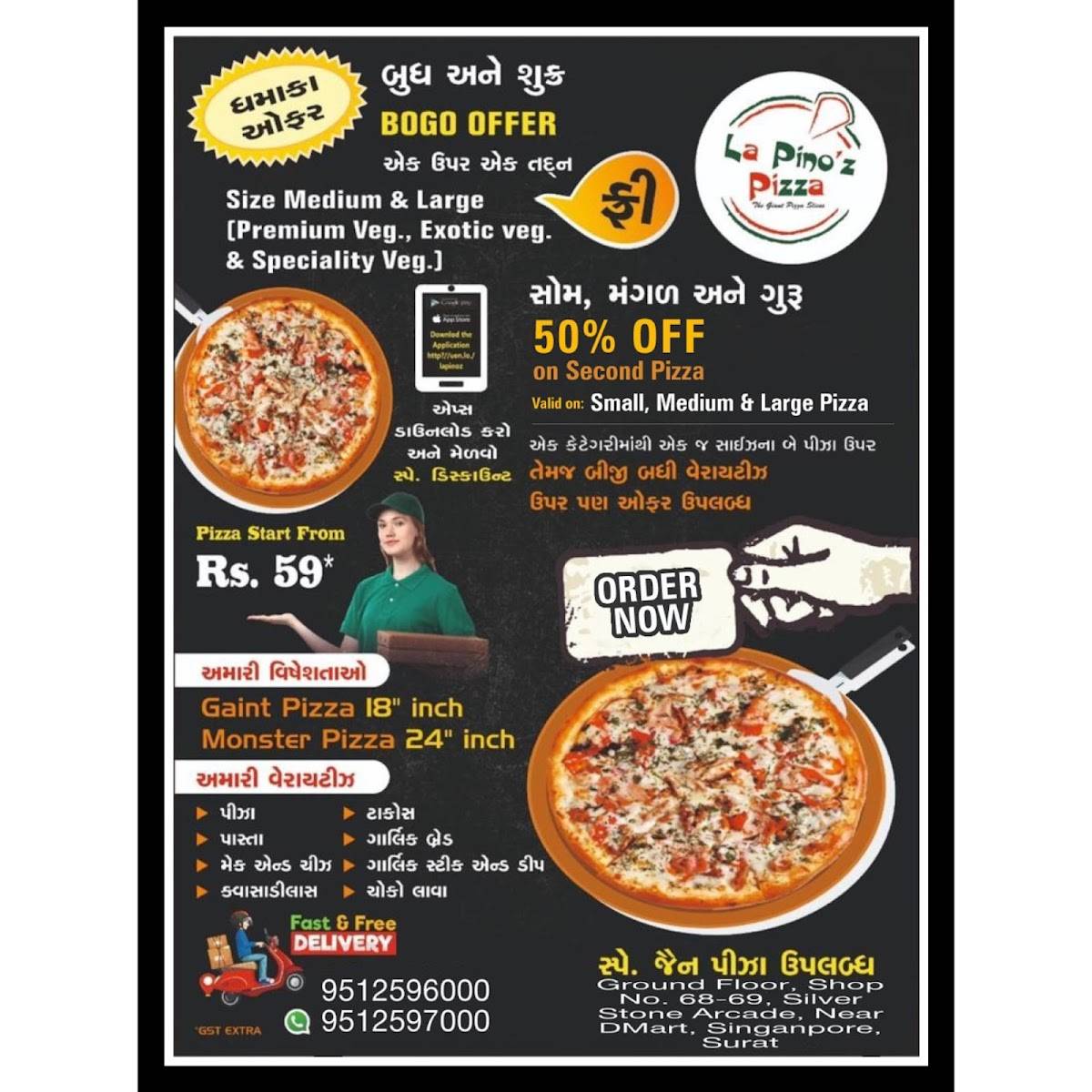 Menu at La Pino'z Pizza Singanpor, Surat, Ground Floor