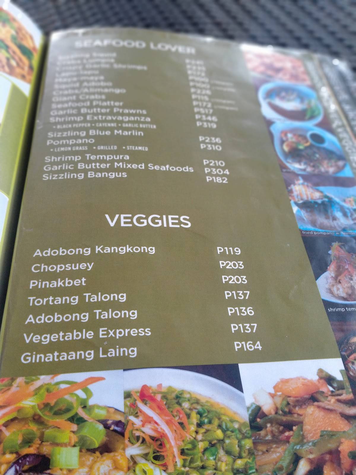 Menu at Lantaw Native Restaurant, Dumaguete, EJ Blanco Drive