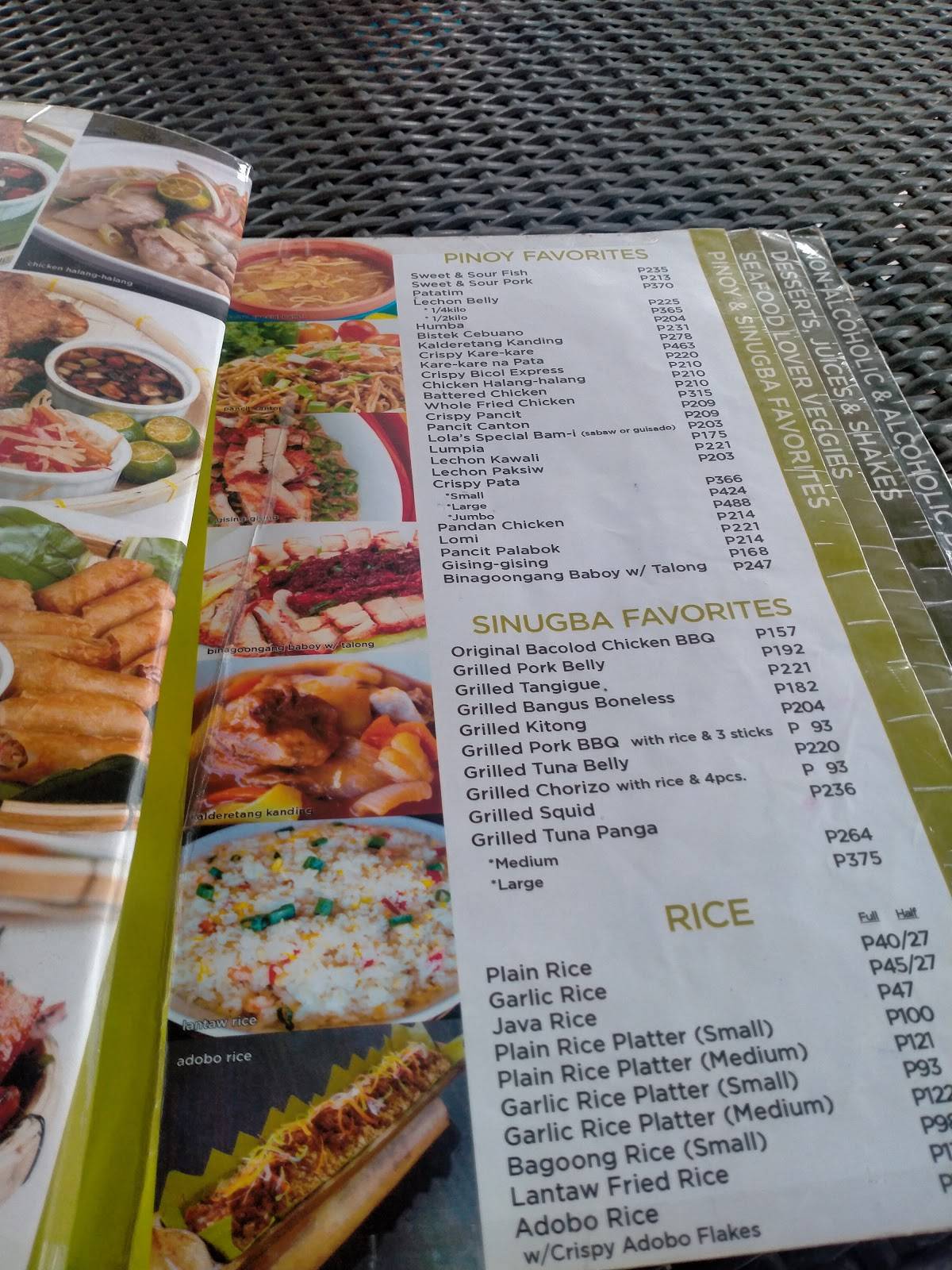 Menu at Lantaw Native Restaurant, Dumaguete, EJ Blanco Drive