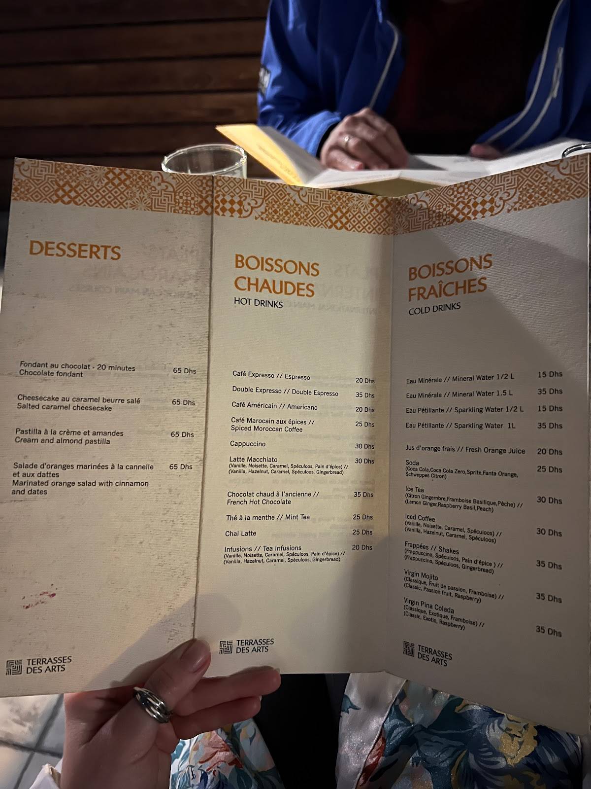 Menu au Les Terrasses Des Arts Marrakech restaurant, Marrakech