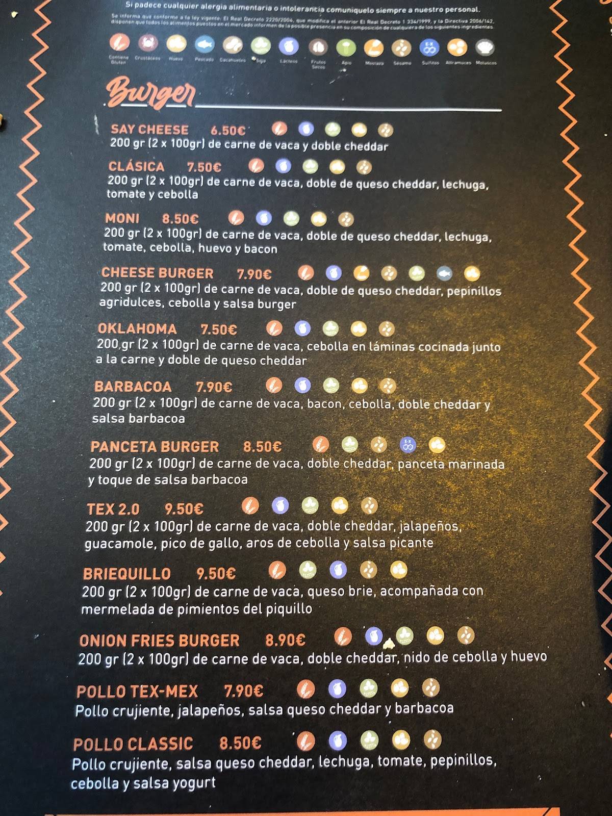 Menu at Loan Smash Burger restaurant, Garrucha