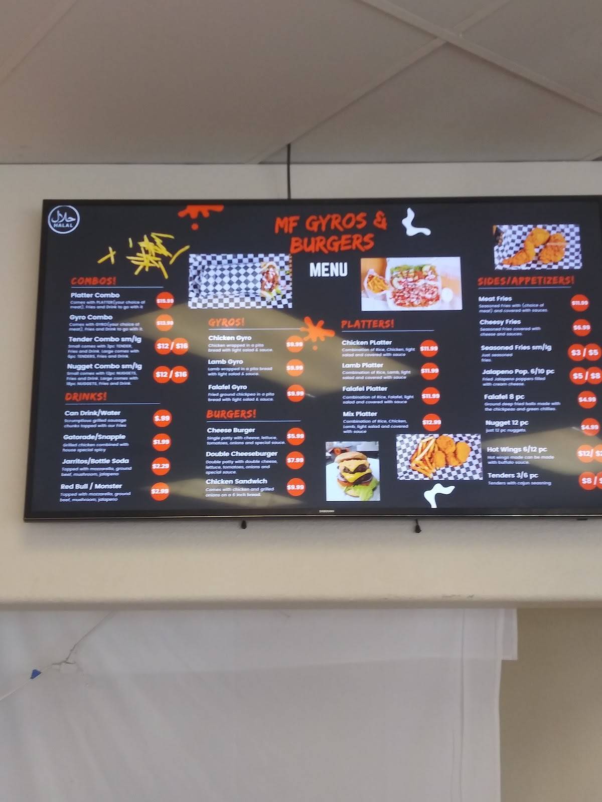Menu at MF Gyros & Burgers restaurant, Sacramento