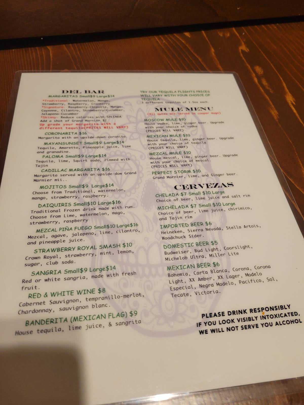 Menu at Madero Cantina restaurant, North Huntingdon, Norwin Ave