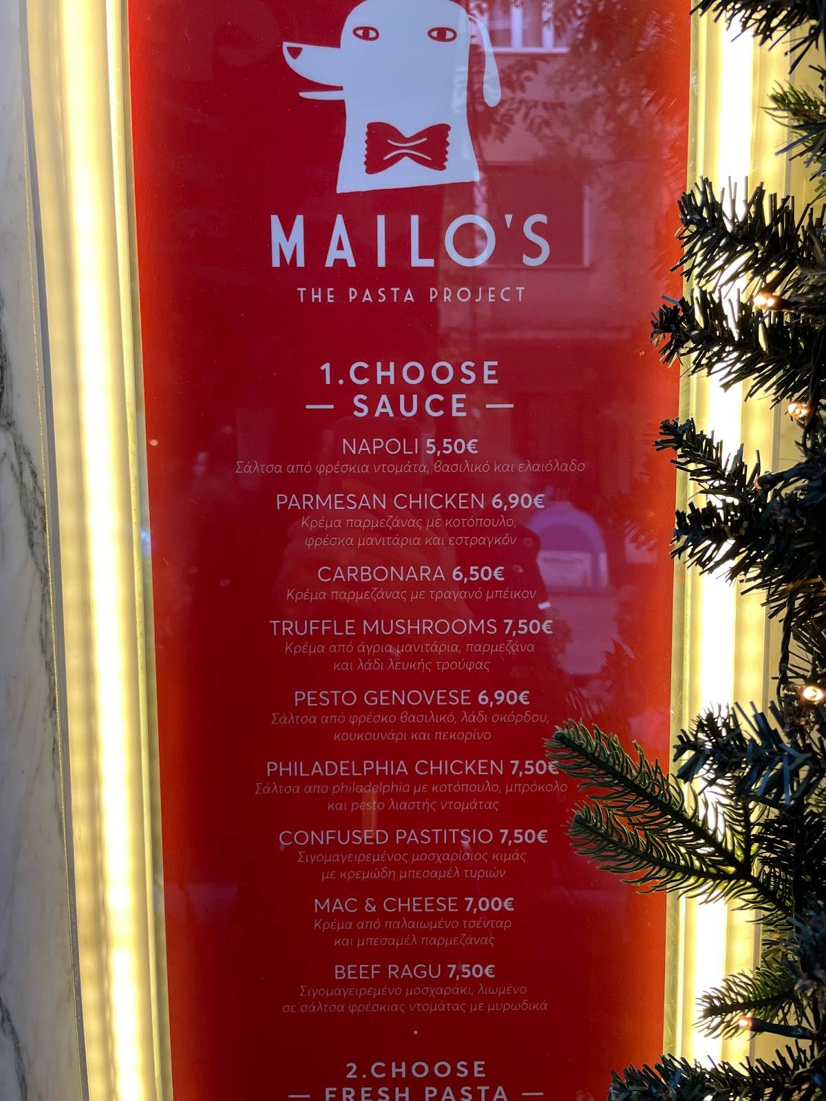 Menu at Mailo's Kolonaki, Athens