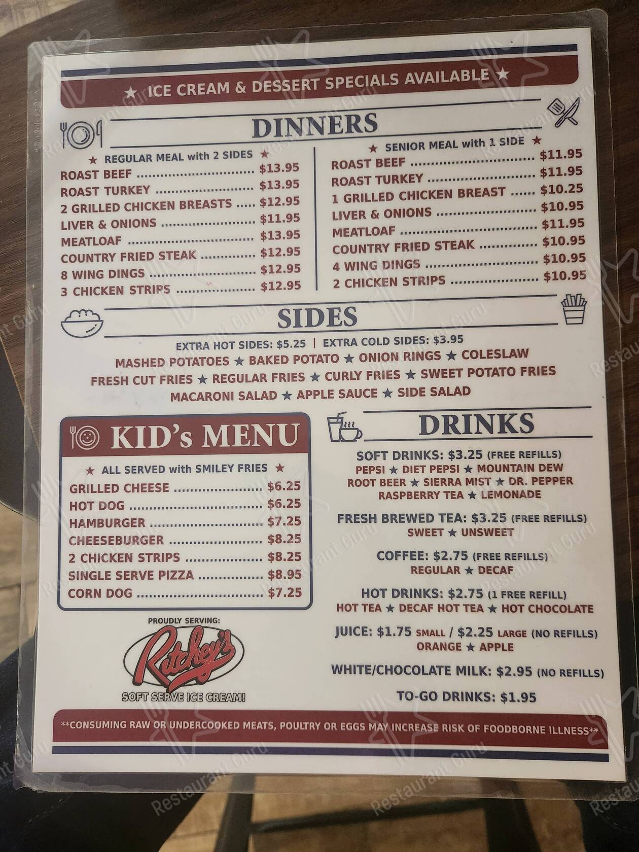 Menu at Mandy Jo's Country Corral restaurant, Everett