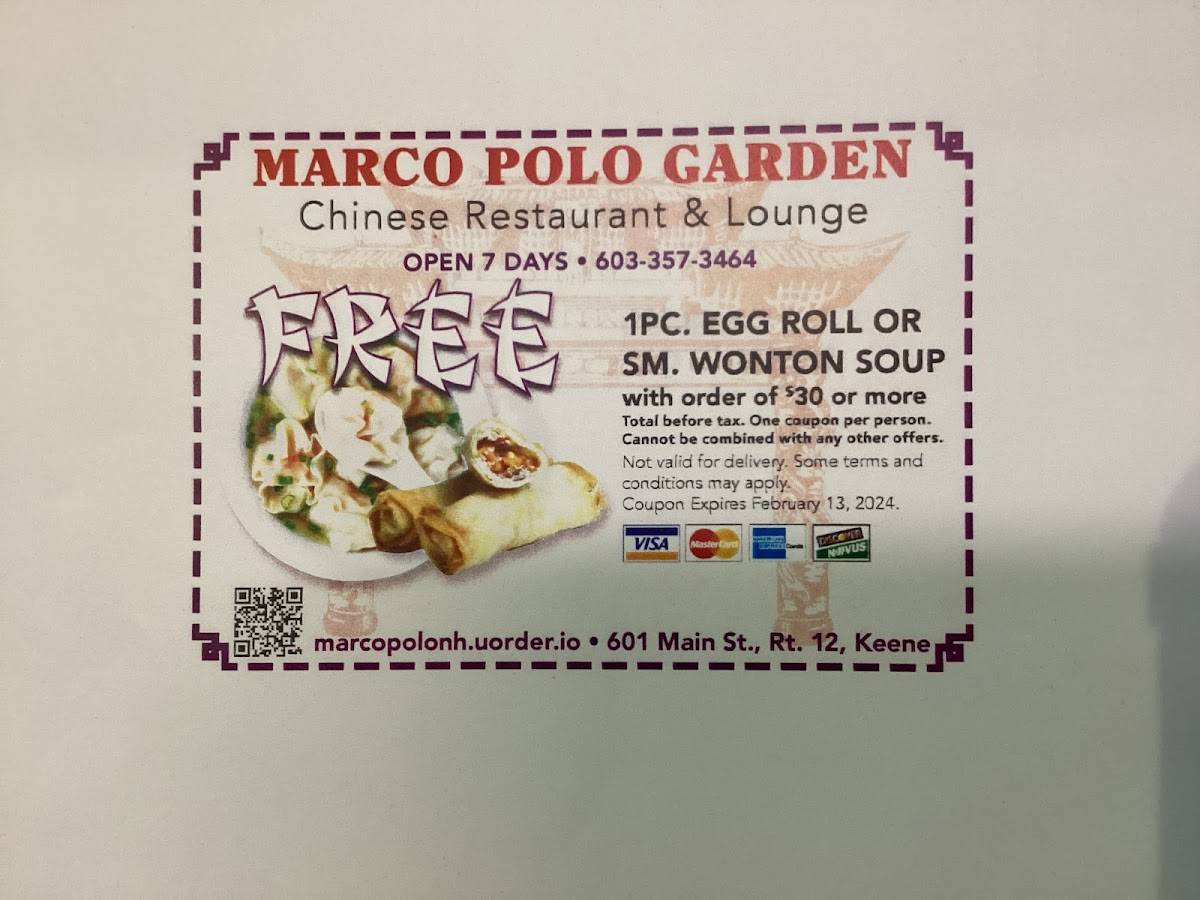 Menu at Marco Polo garden Chinese restaurant, Keene