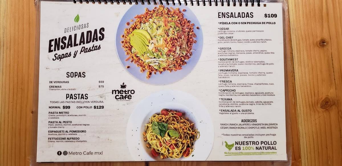 Carta de Metro Café - UABC, Mexicali