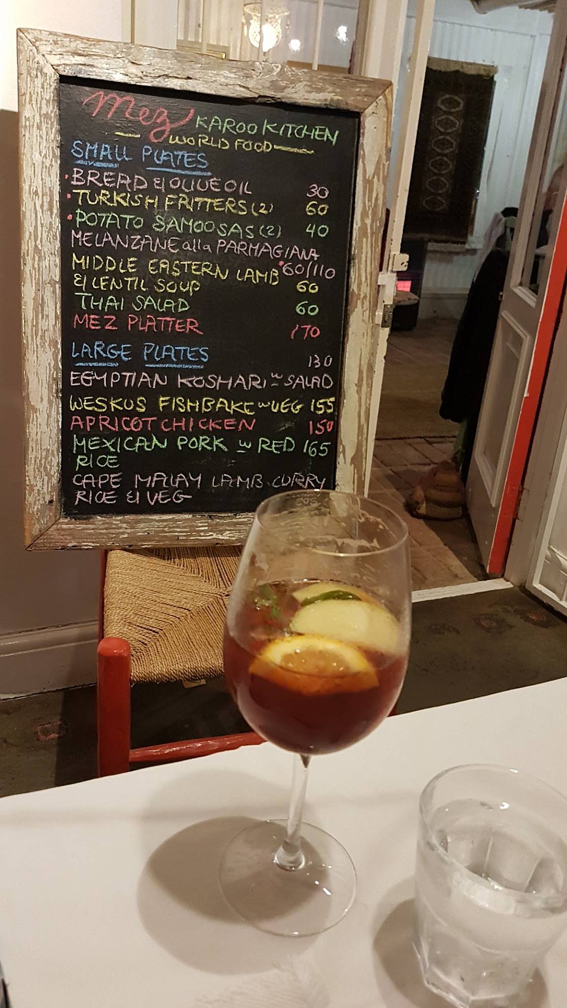 Menu at Mez Karoo Kitchen restaurant, Barrydale