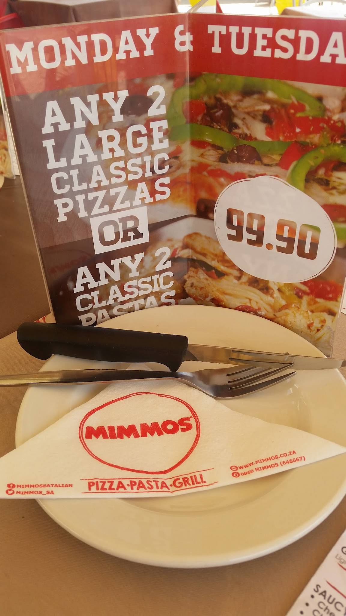 Speisekarte von Mimmos Mall@Reds restaurant, Centurion, 5