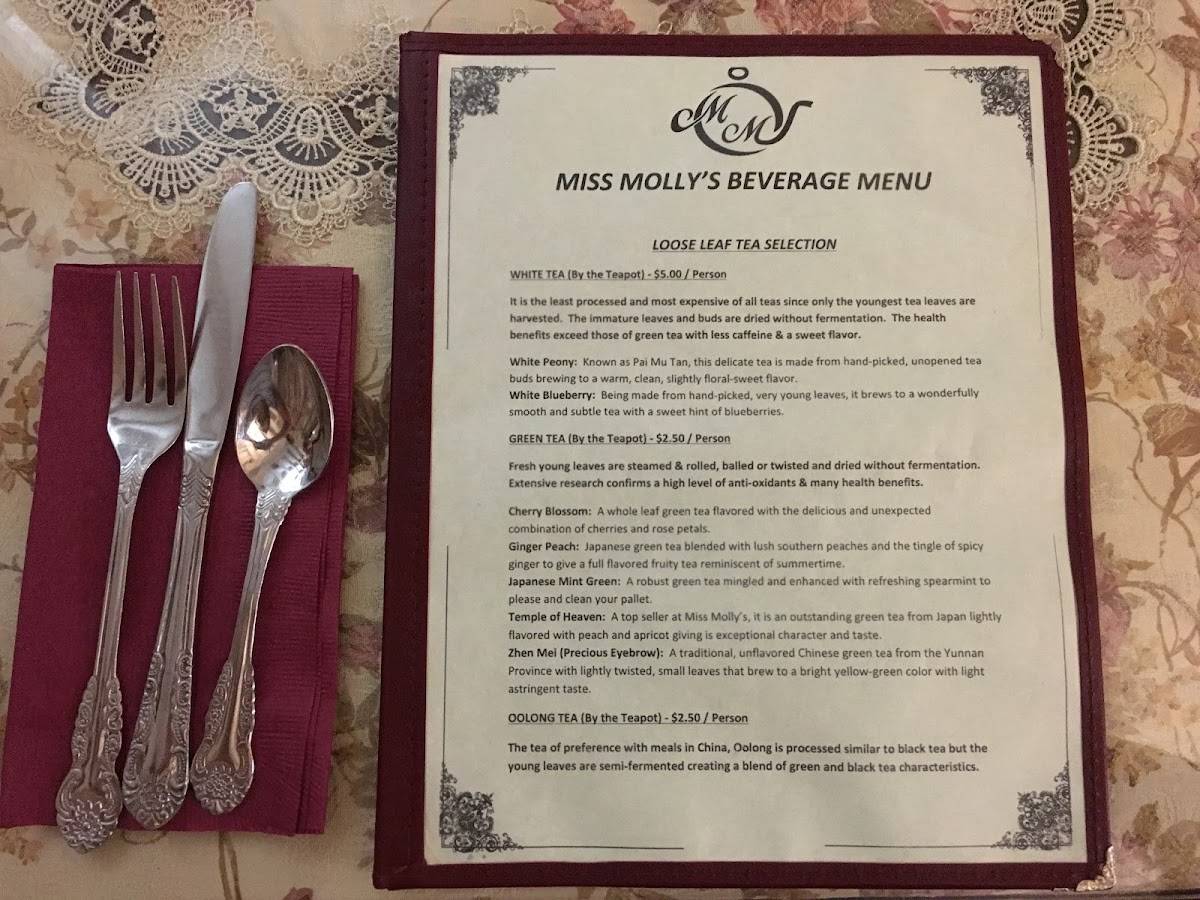 Menu at Miss Molly's Tea Room and Gift Shop restaurant, Medina