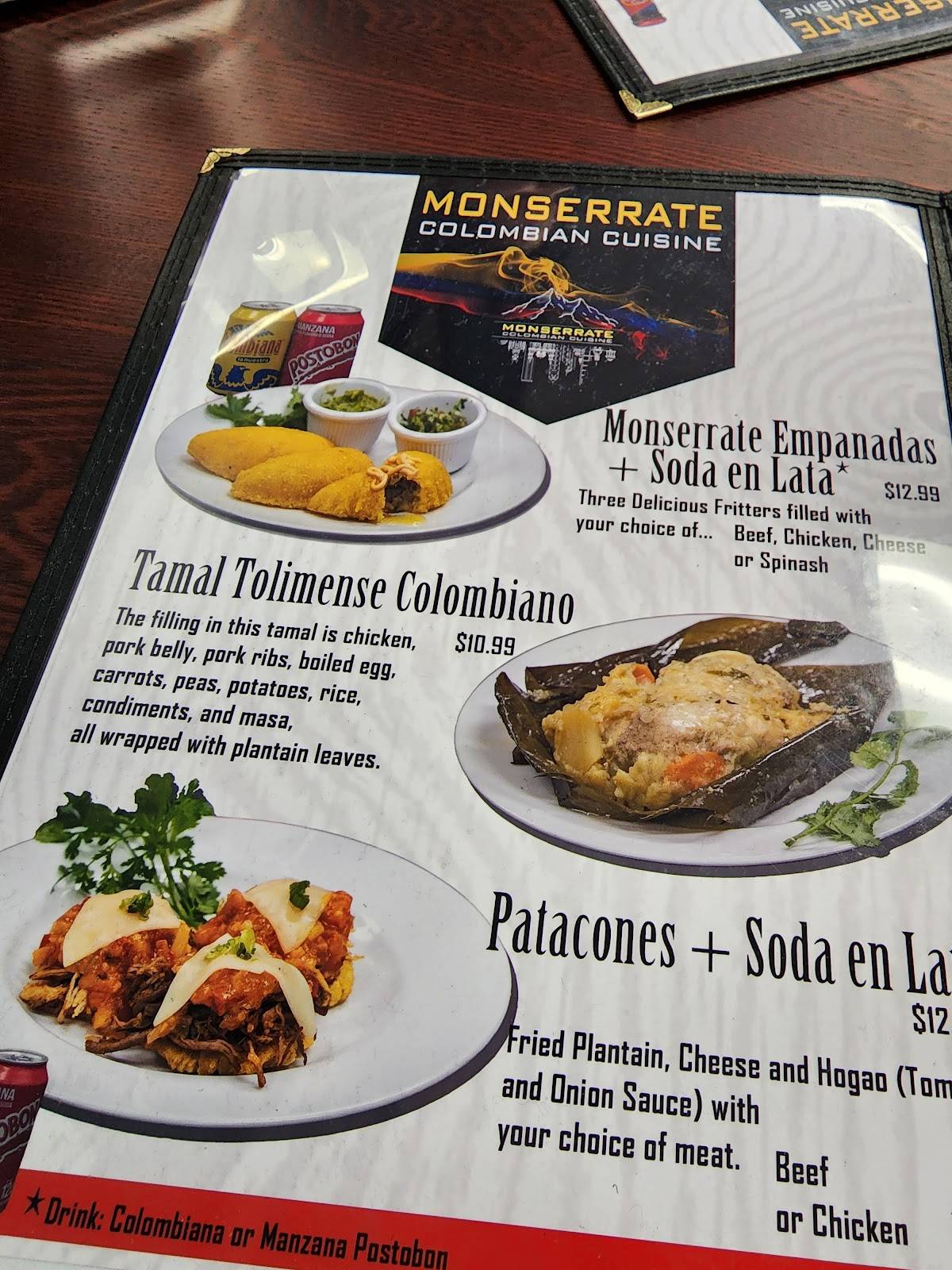 Menu at Monserrate Colombian Cuisine restaurant, Bellevue