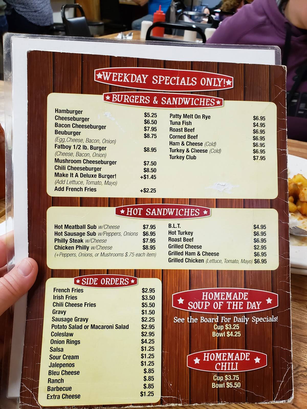Menu at Mother's Cupboard restaurant, Syracuse
