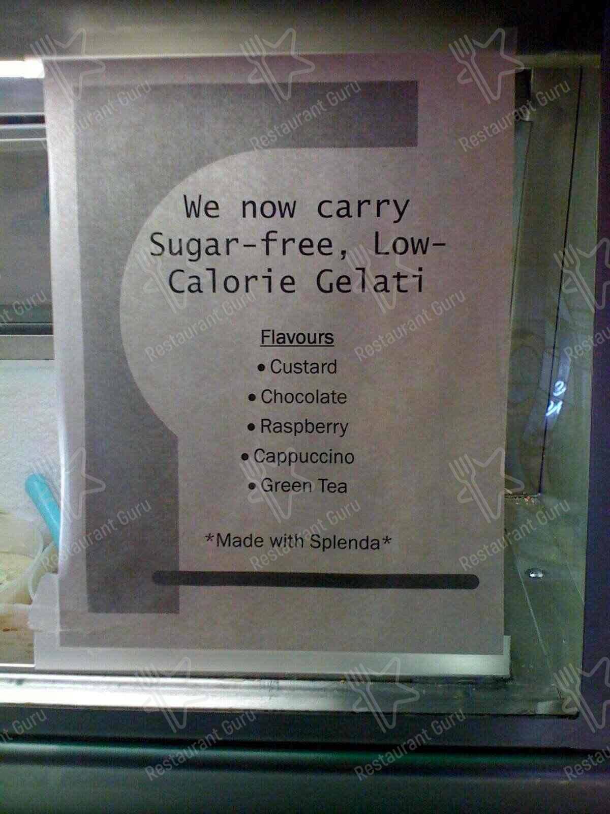 Menu at Nucci's Gelati cafe, Winnipeg