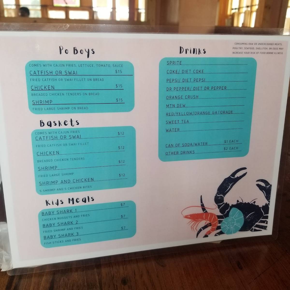 Menu at Parker's Seafood Kitchen restaurant, Marion