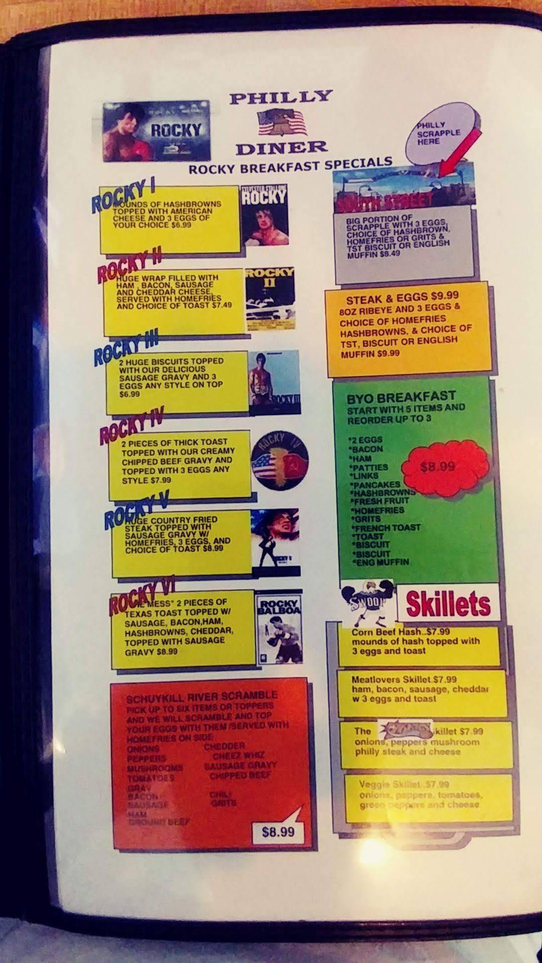 Menu at Philly Diner restaurant, DeLand