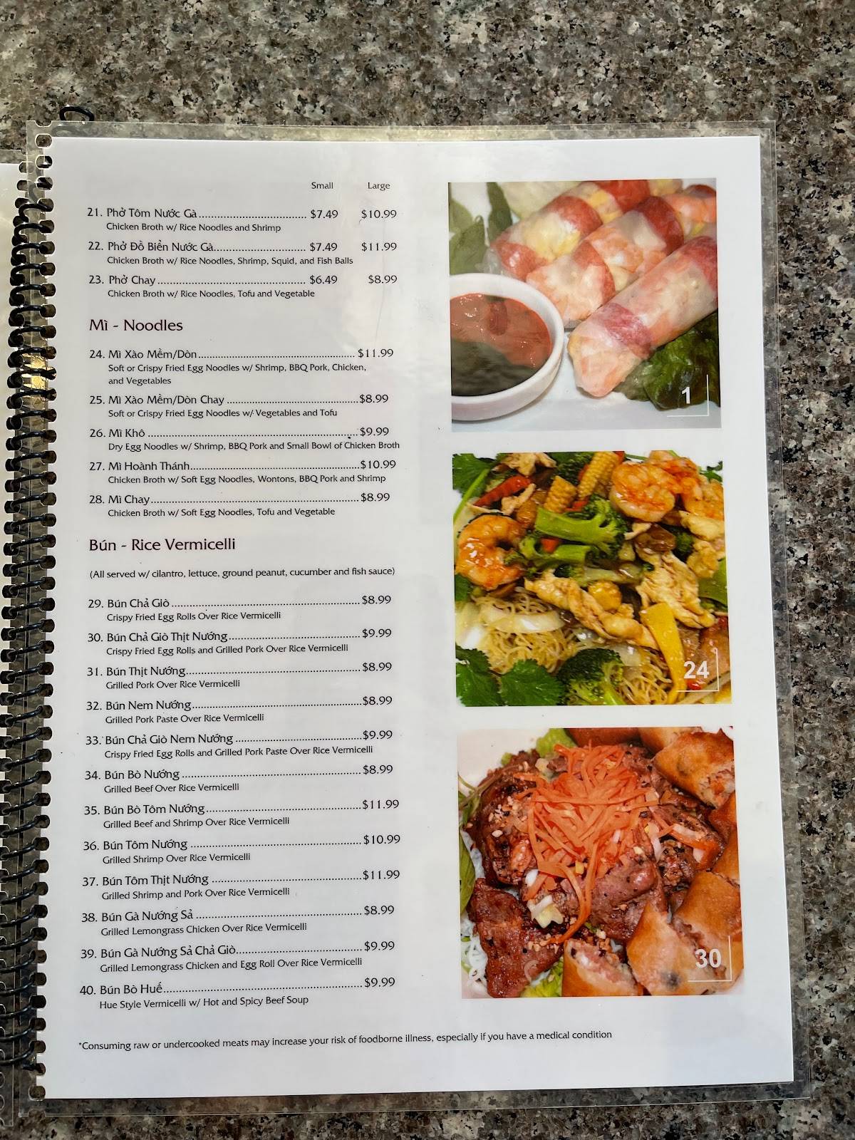 Menu at Phở Bistro Vietnamese Cuisine restaurant, Slidell, Gause Blvd