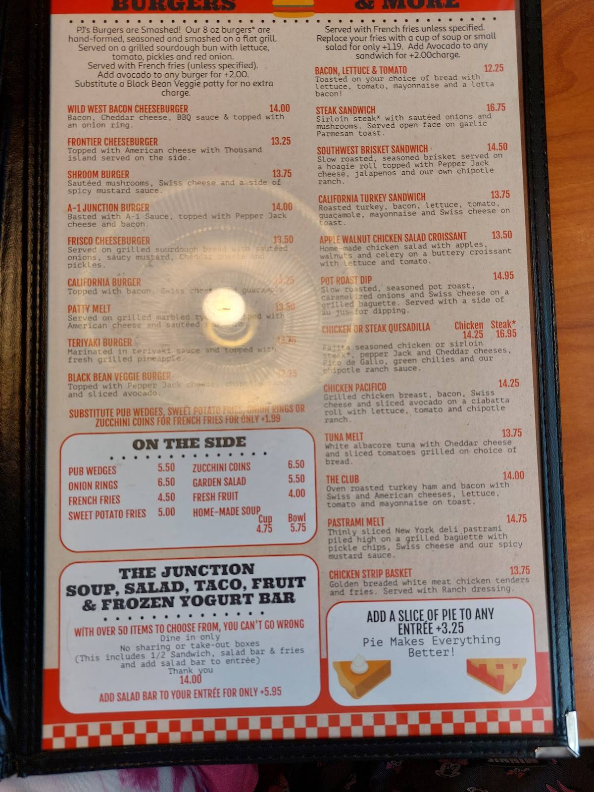 Menu at Prescott Junction restaurant, Prescott