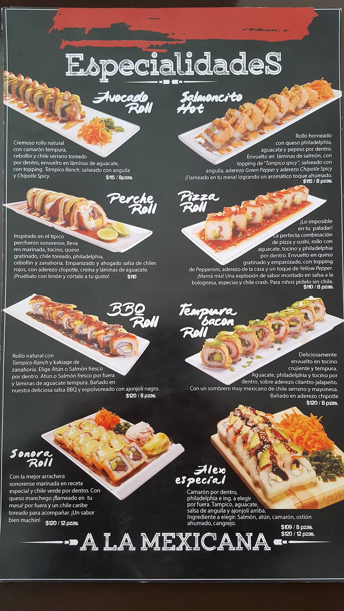 Carta del restaurante Que Rollo Sushi Pilares, Hermosillo, Blvd ...
