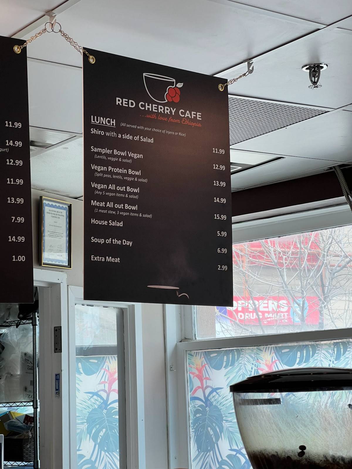 Carta de Red Cherry Cafe, Winnipeg