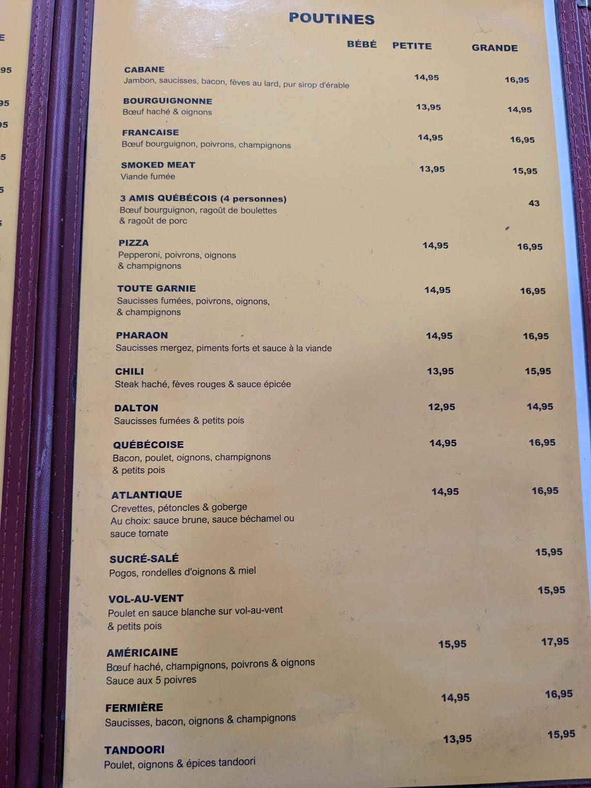 Menu at Restaurant Chez Claudette, Montréal