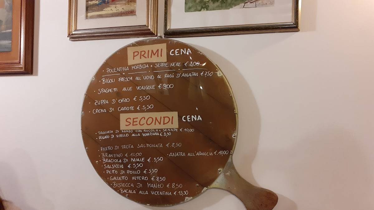 Menu at Righetti restaurant, Vicenza
