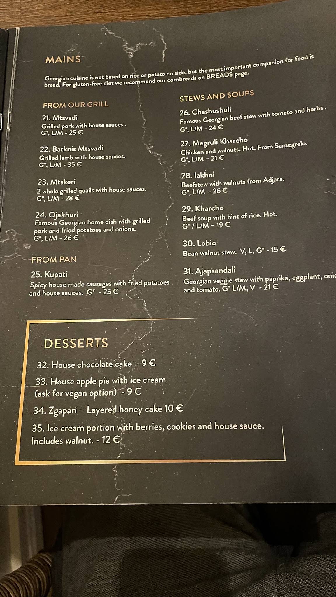 Menu at Restaurant Rioni, Helsinki