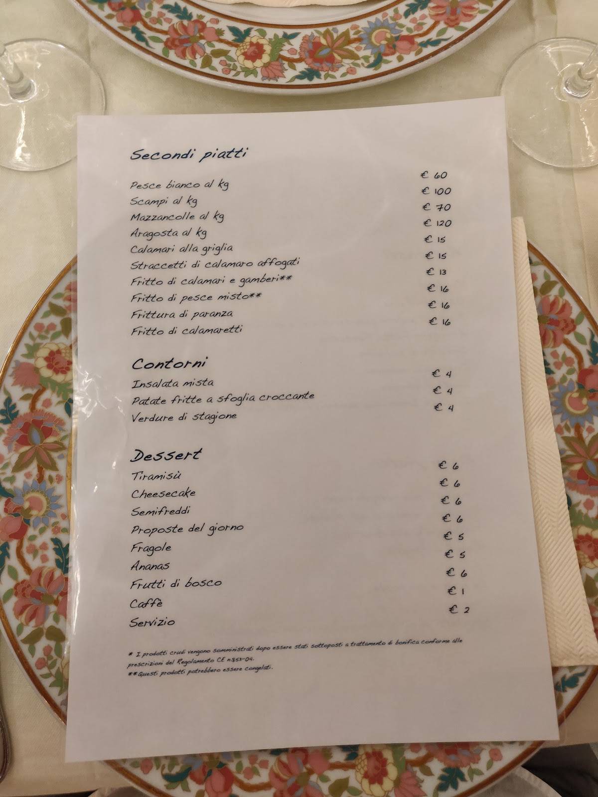 Menu da Ristorante al Turcotto, Anzio, Riviera Vittorio Mallozzi