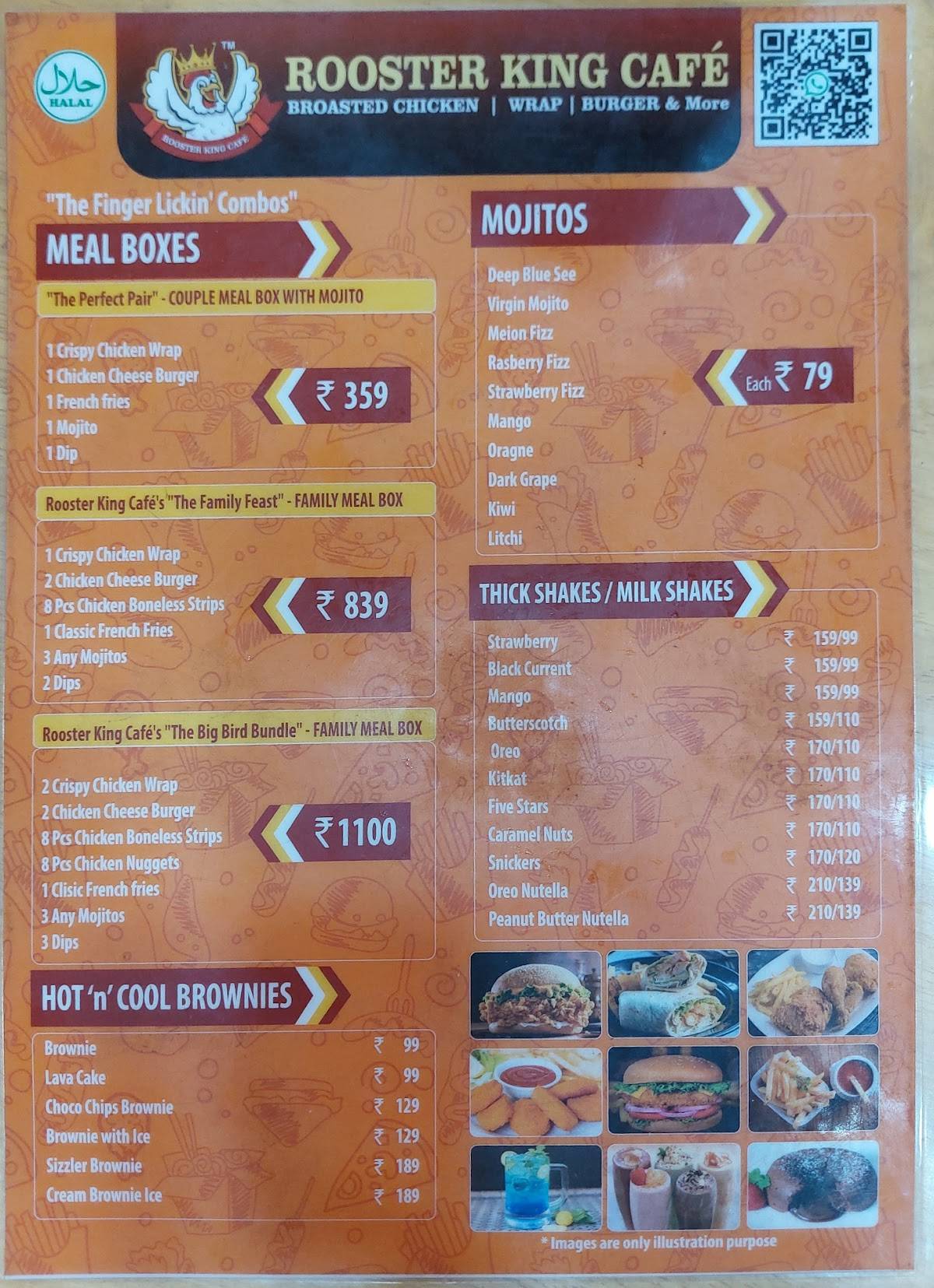 Menu at Rooster King Café, Hyderabad
