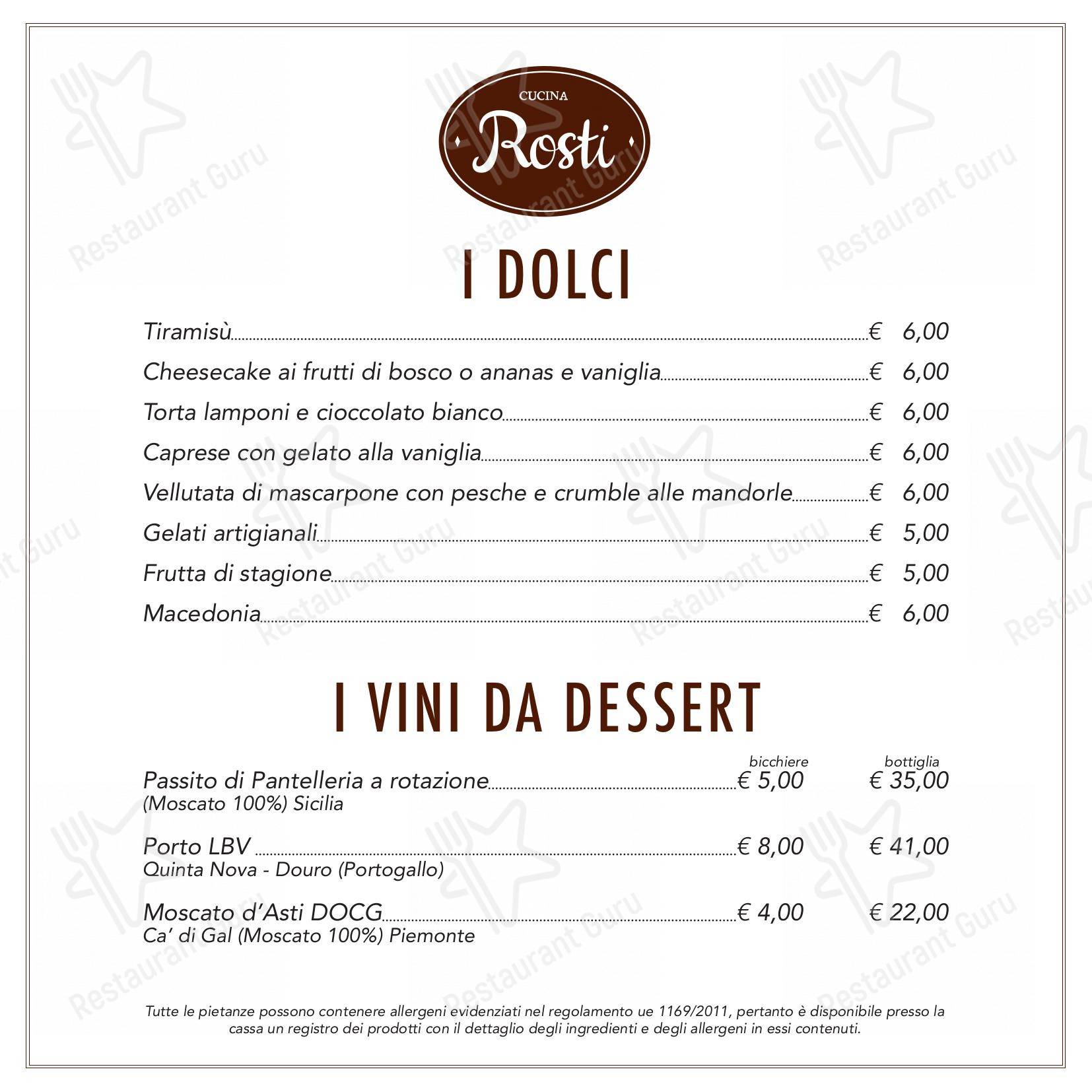 Menu da Rosti al Pigneto Ristorante Pizzeria, Roma