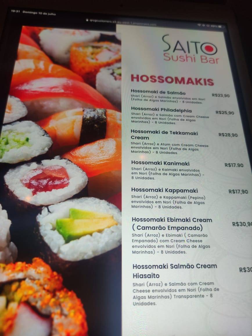 Menu em SAITO SUSHI BAR BERTIOGA, Bertioga