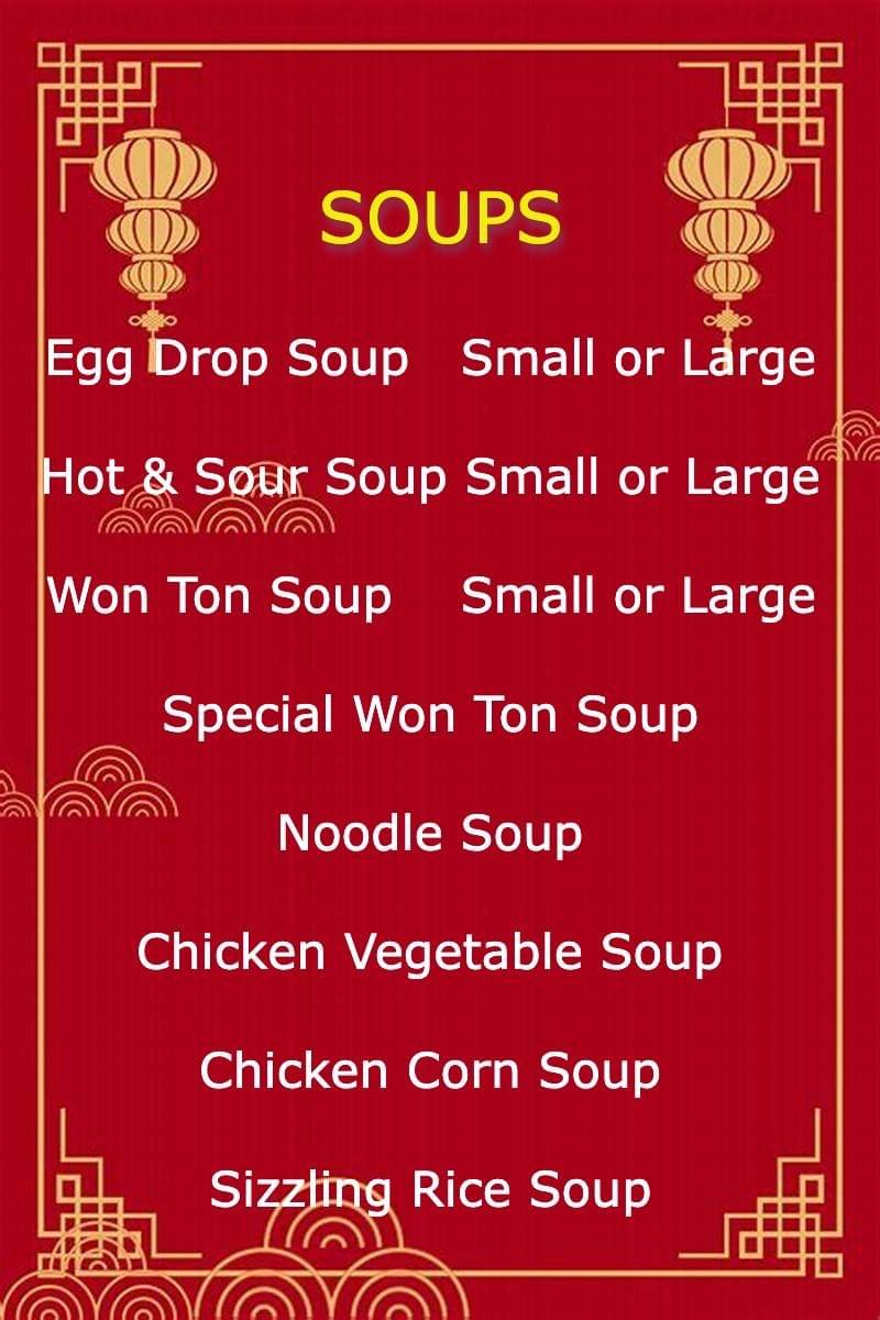 Menu at Sam's China Inn restaurant, Groves