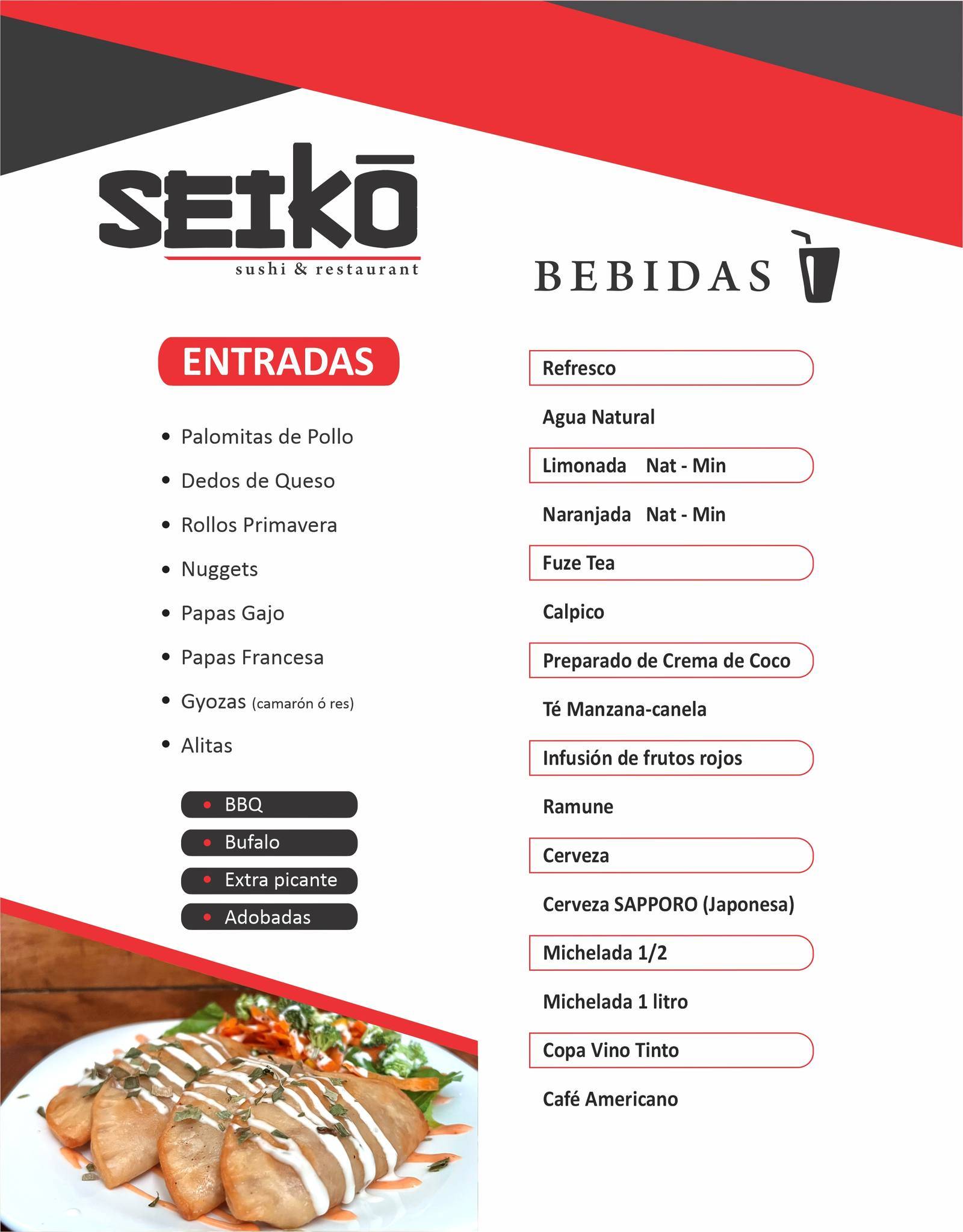 Carta de Seiko sushi y restaurant, Sahuayo de Morelos