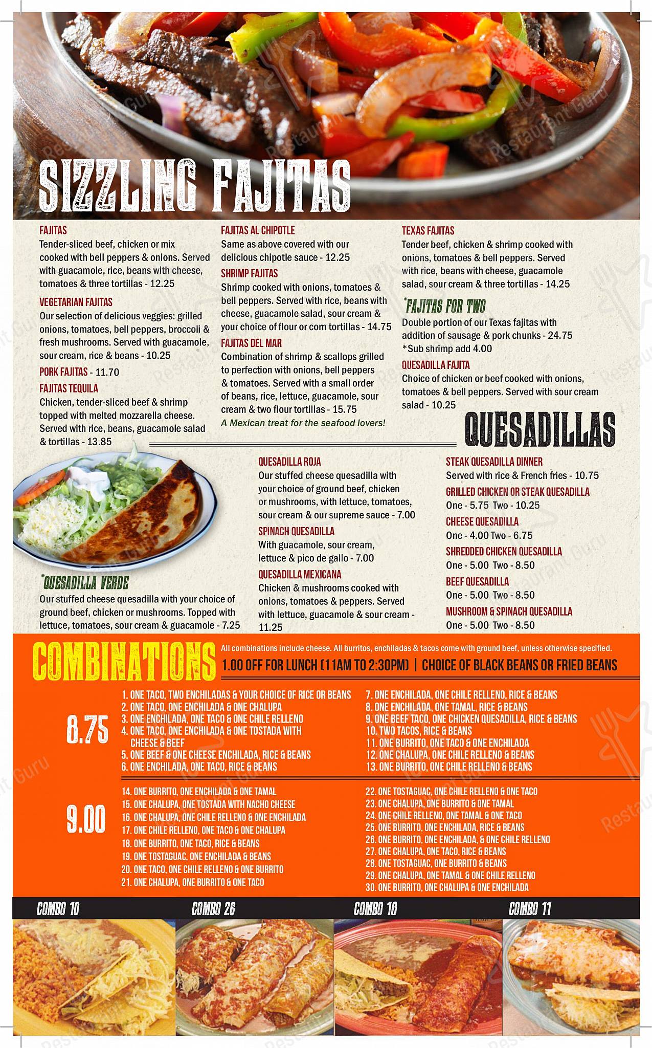 Menu at Señor Tequila restaurant, Charleston, Ashley River Rd Ste A