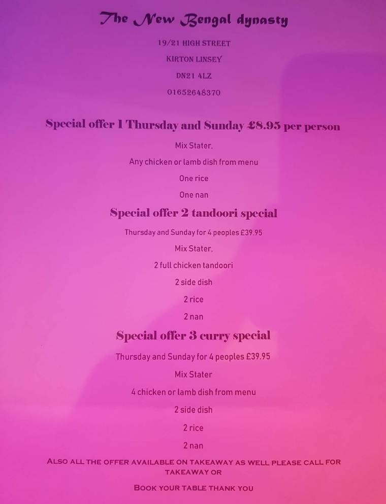 Menu at Shimla spice indian restaurant and takeaway, Scotter