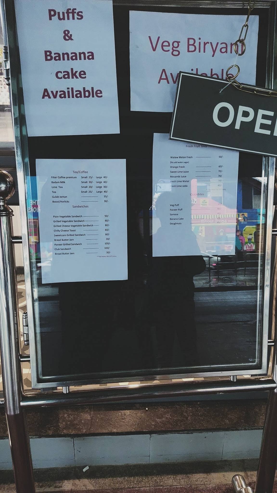 Menu at Shraddha Cafe, Bengaluru