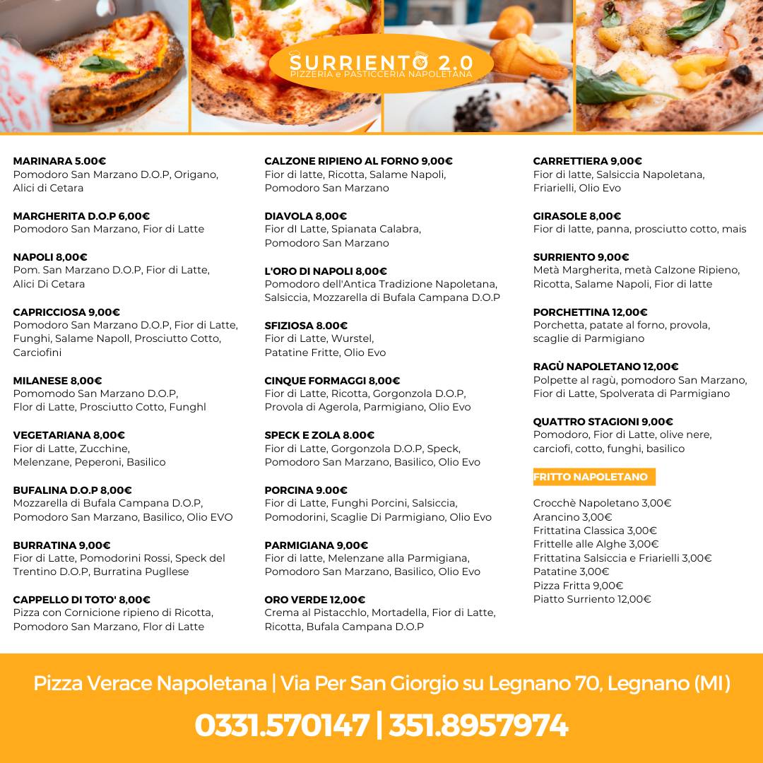 Speisekarte von Surriento 2.0 Pizzeria e Pasticceria, Ligni