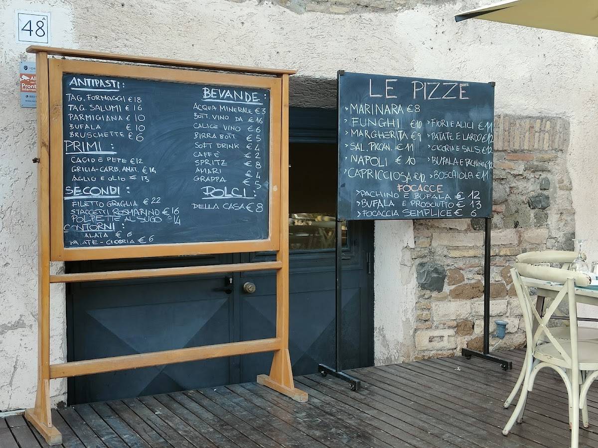 Menu at Taverna Testaccio restaurant, Rome