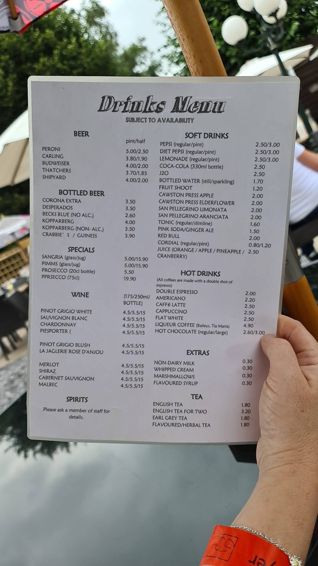Menu at The Boatyard restaurant, Bridgnorth