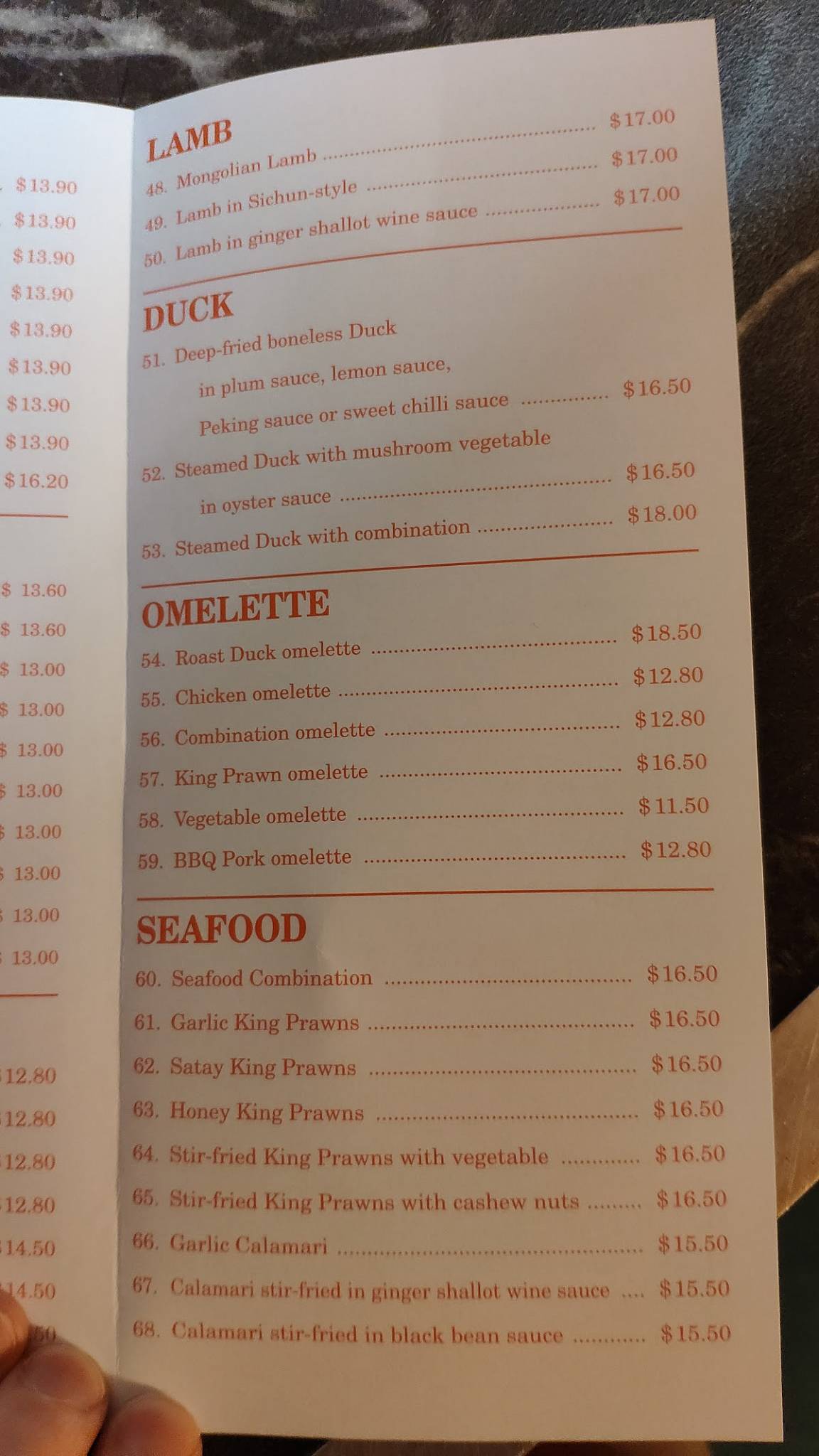 Menu at The Garden Restaurant, South Toowoomba