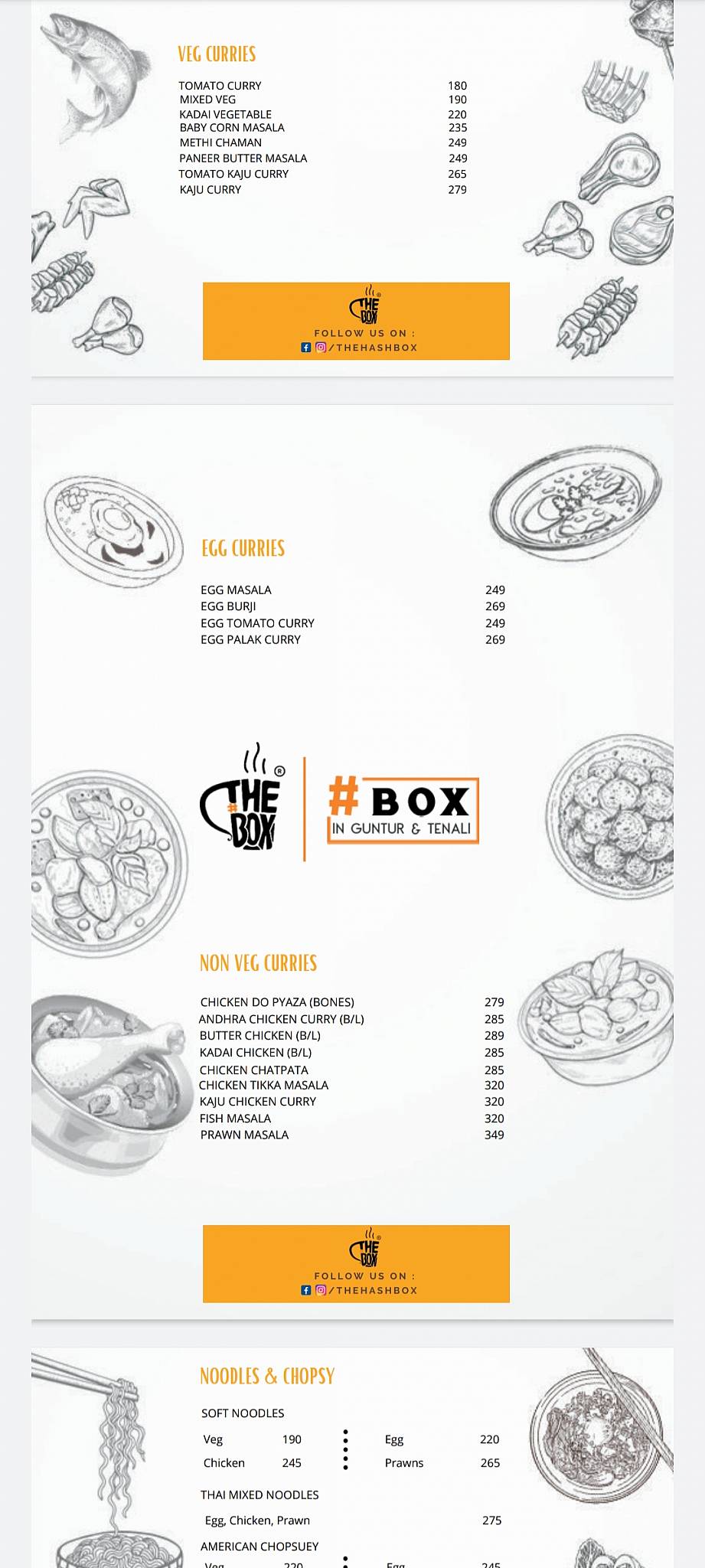 Menu at The Hash Box Restaurant, Tenali