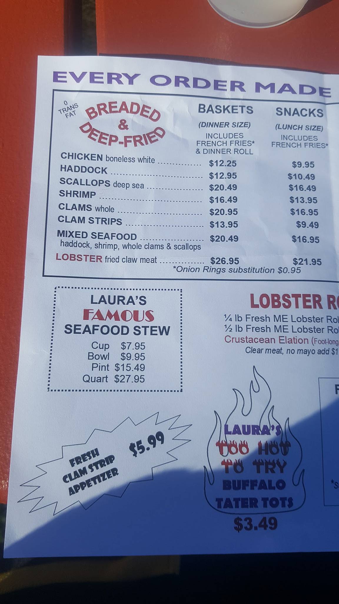 Menu at The Red Barn, Augusta, 455 Riverside Dr