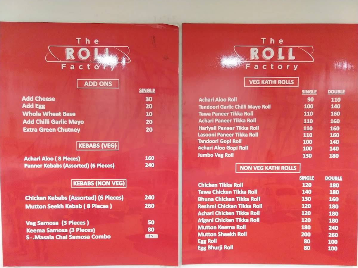 Menu at The Roll Factory, Chennai, New No. Old No. 94
