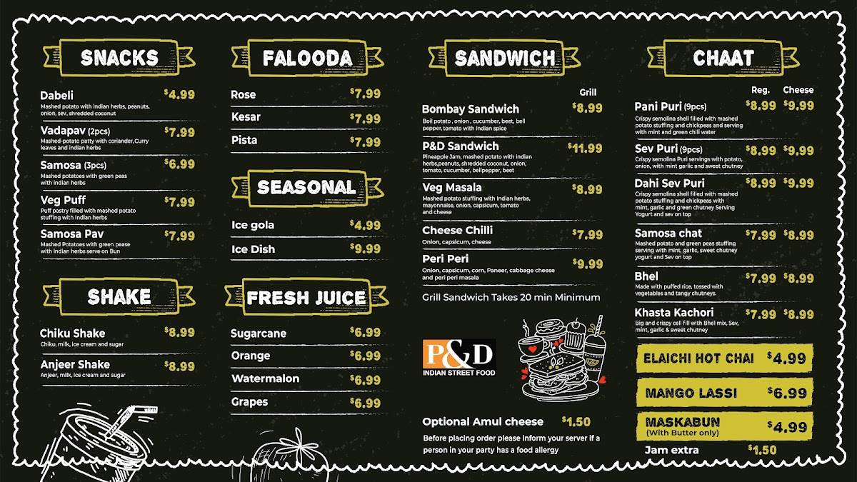 Menu at Tiranga(by P&D) restaurant, Quincy