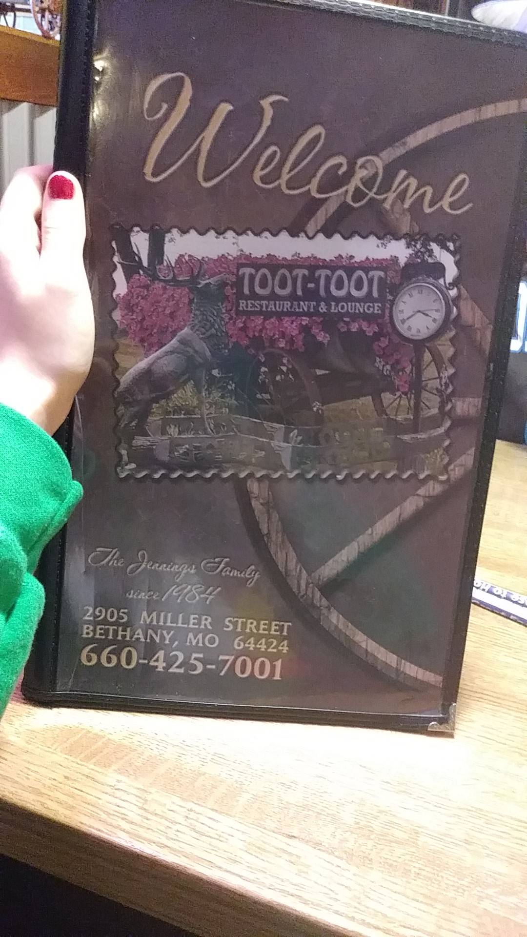 Menu at Toot-Toot Restaurant & Lounge, Bethany