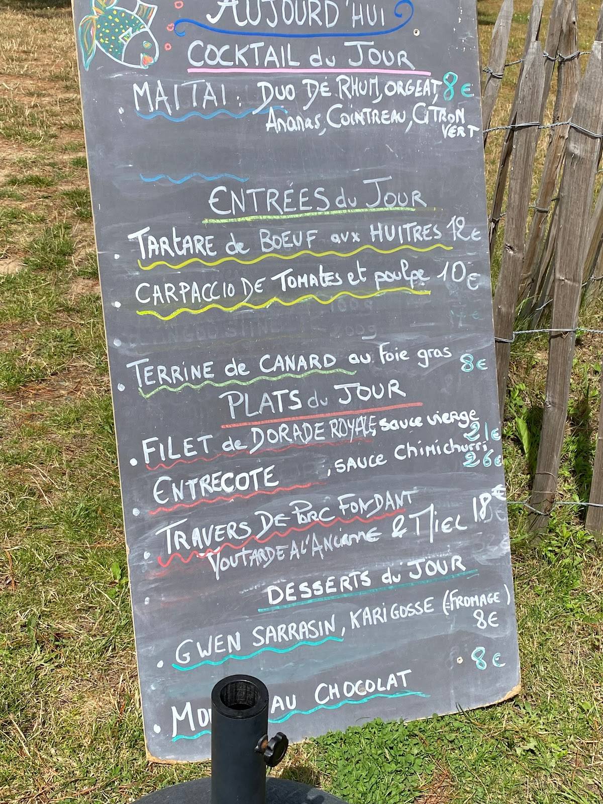 Menu au Ty Gouffre restaurant, Plougrescant