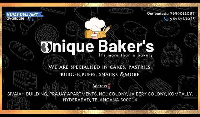 Menu at Unique bakers, Hyderabad