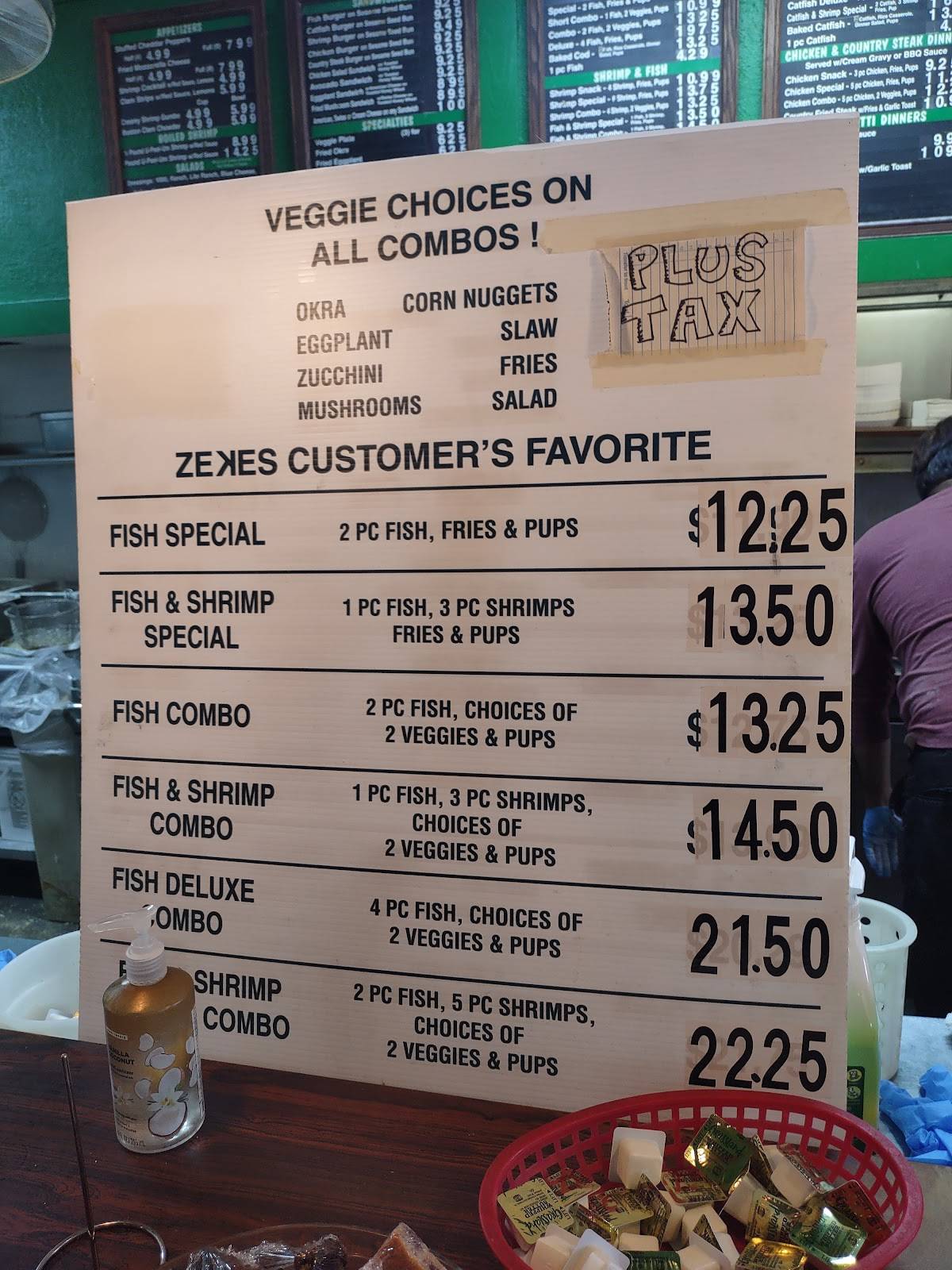 Menu at Zeke's Fish n Chips restaurant, Fort Worth, Curzon Ave