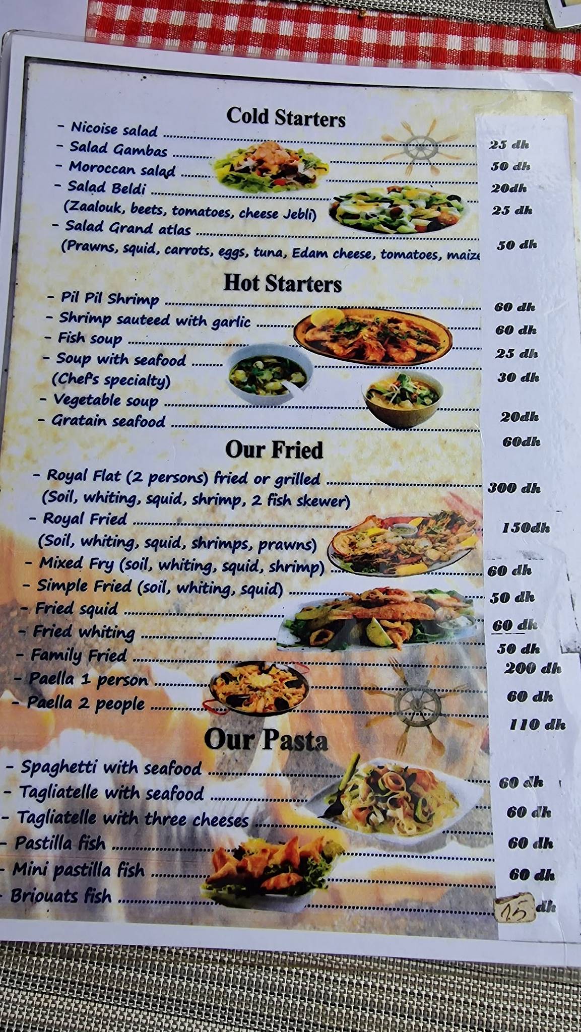 Menu au Restaurant snack grand atlas, Marrakech