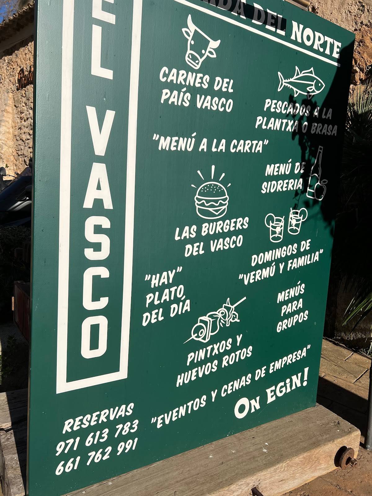 Carta de Restaurante El Vasco, Buñola